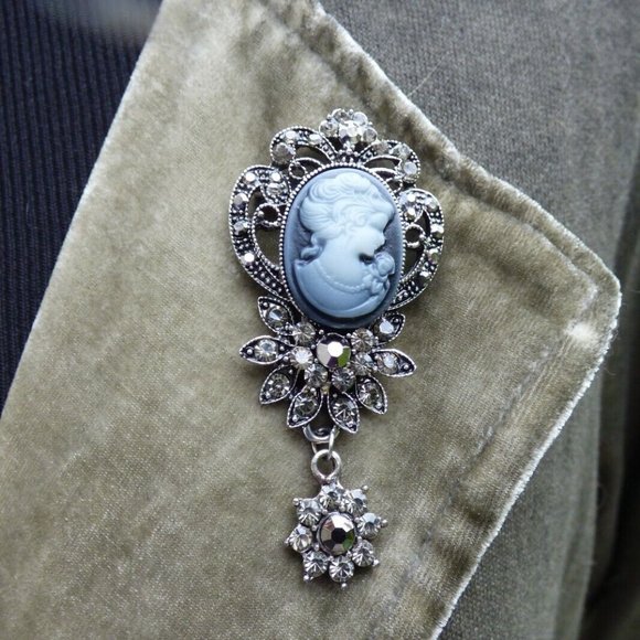 Jewelry | Goth Victorian Vampire Silver Faux Marcasite Crystal Blue ...